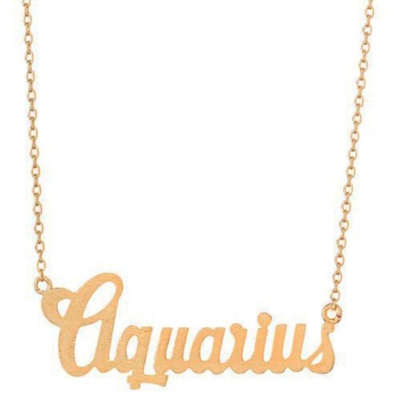 Jewelry | Zodiac Script Pendant Necklace Aquarius | Poshmark